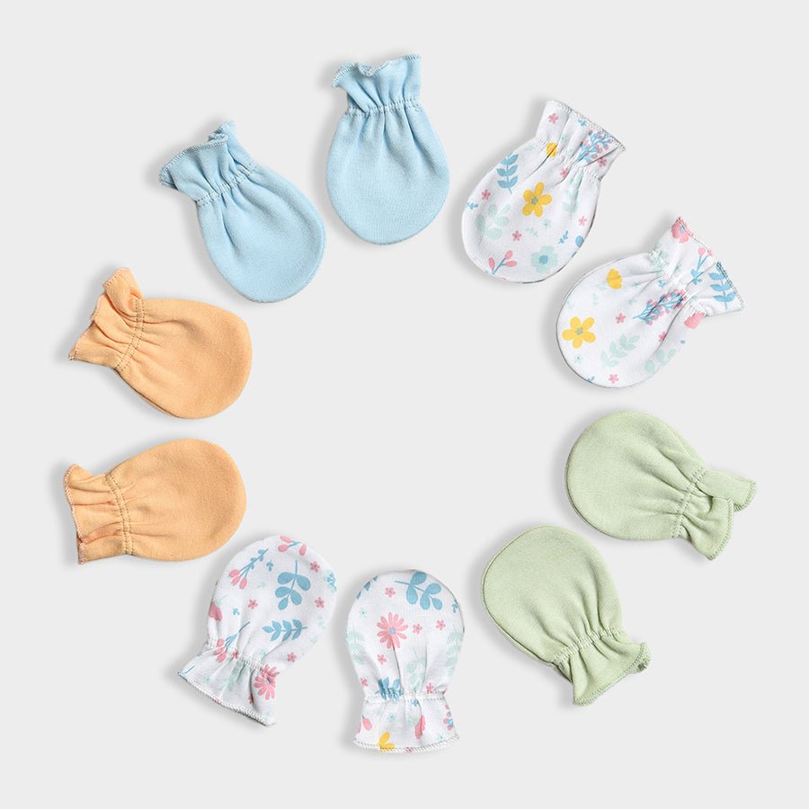 Mi Arcus - Happy Summer Acel Solid & Printed Baby Mittens Set Pack of 5